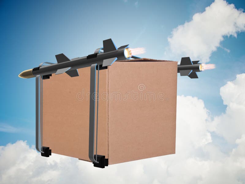 Concept with Box Delivery and Rockets Stock Image - Image of delivery ...