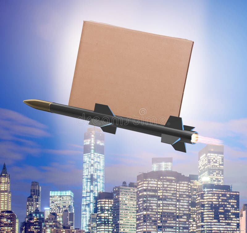 Concept with Box Delivery and Rockets Stock Image - Image of cargo ...