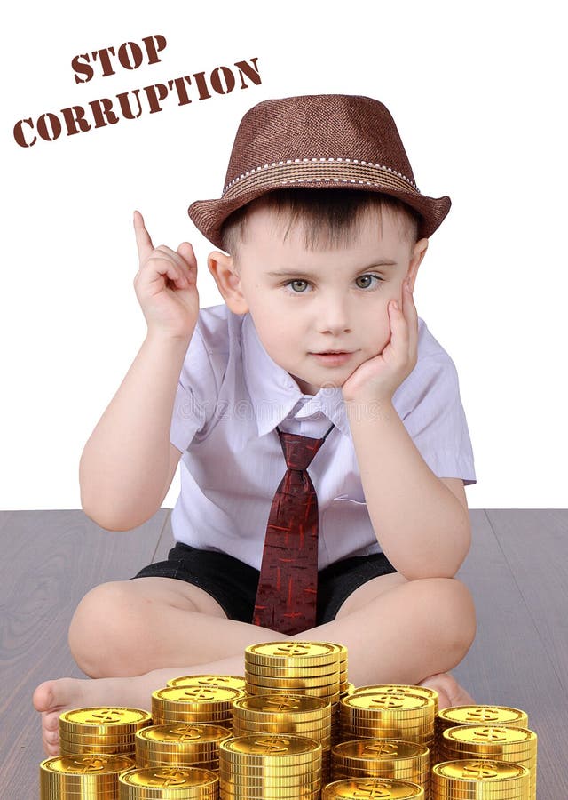 The boy against corruption stock photo. Image of portrait - 114540976