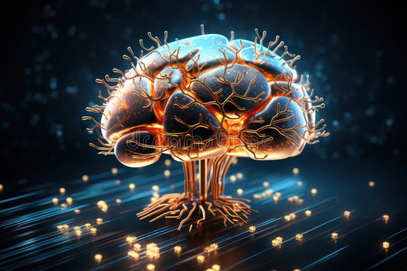 Concept Brain Combined or Merged Technology Artificial Intelligence ...