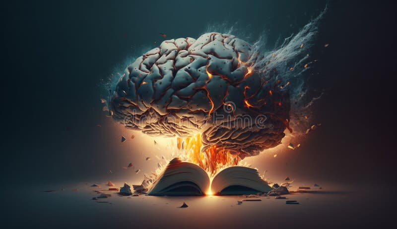 Creativity Concept with a Brain Exploding in Colors. Mind Blown Concept ...