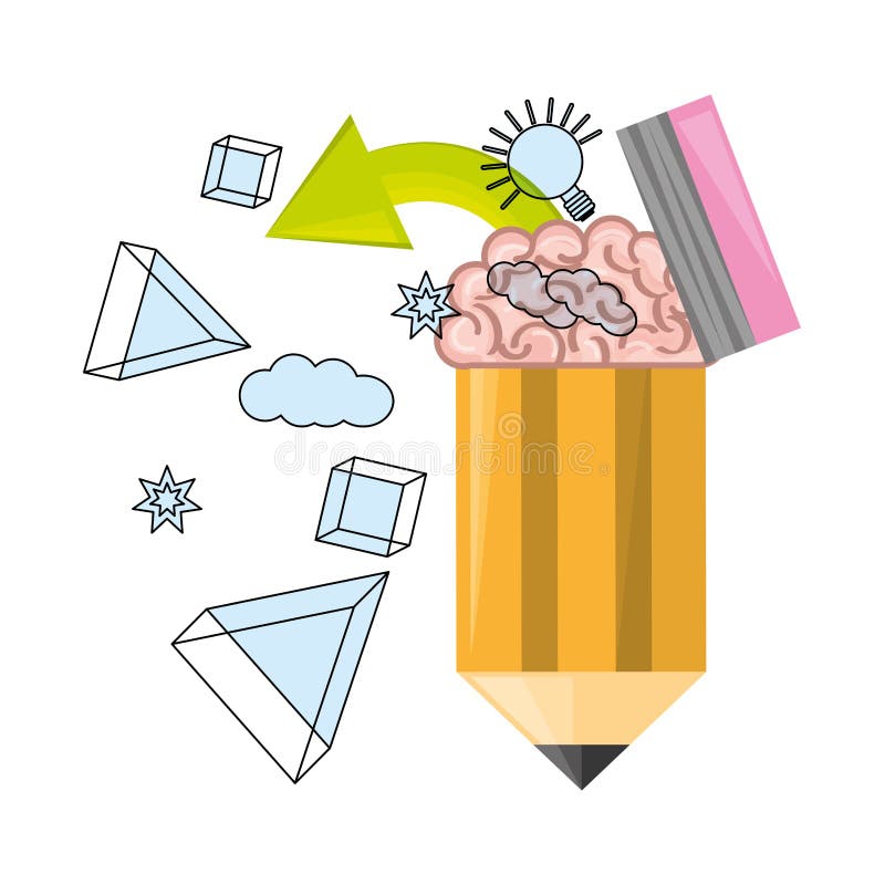 Concept Brain Inside Pencil Symbolizing the Creativity Stock Vector ...