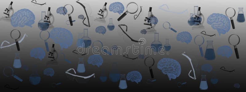The Concept of the Brain. Laboratory, Glasses, Microscope, Flask, Tests ...