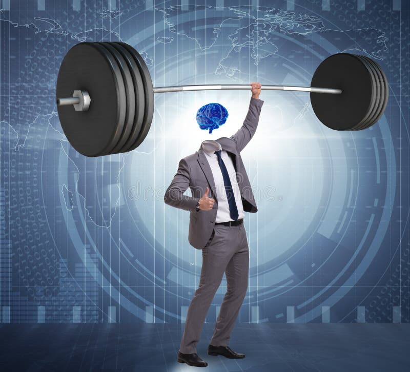 The Concept with Brain Man and Dumbbell Stock Photo - Image of ...