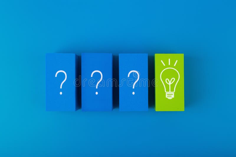 Concept of Brainstorming, Creativity and Fresh Ideas. Blue Blocks with ...