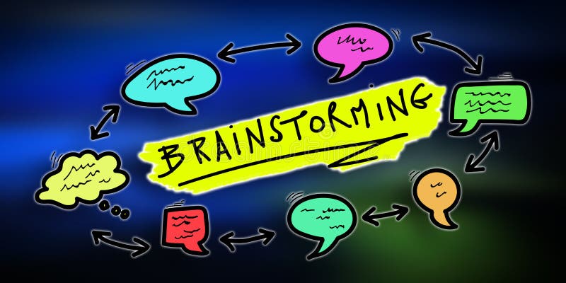 Brainstorm. Funny Hand Drawn Illustration of Brainstorming Process ...