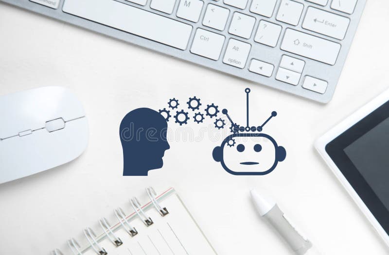 Concept Brainstorming Knowledge Sharing Transfer Idea Human Robot Stock ...