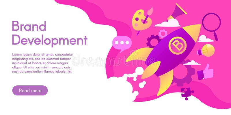 Concept of Brand Development, Vector Business Illustration in Flat ...