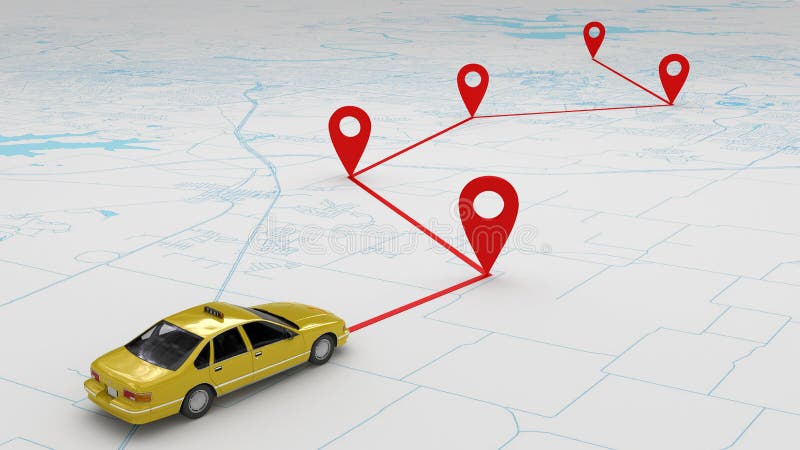 Concept Bus Route on the Map Stock Illustration - Illustration of trip ...