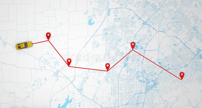 Concept of Building a Taxi Route on the Map Stock Photo - Image of taxi ...