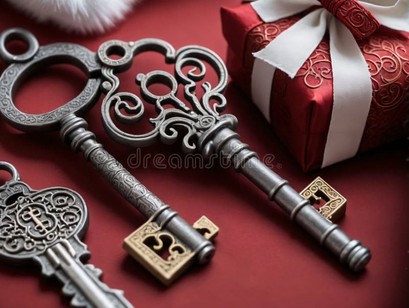 A Bunch of Keys with a Gift Box. Generative AI Stock Illustration ...
