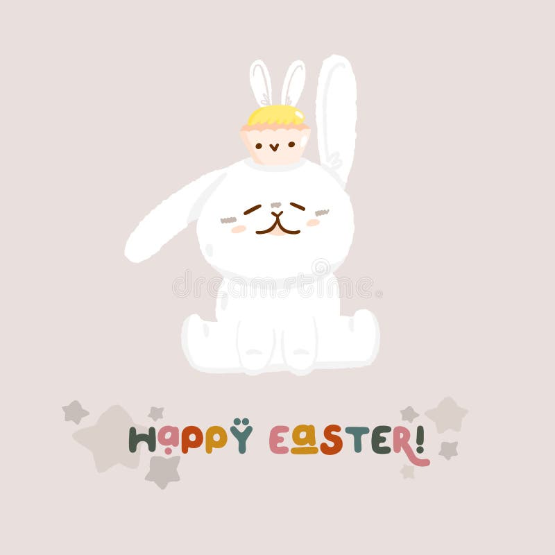 Concept Bunny Easter Text Greeting Card, Cute Spring Religious Holiday ...