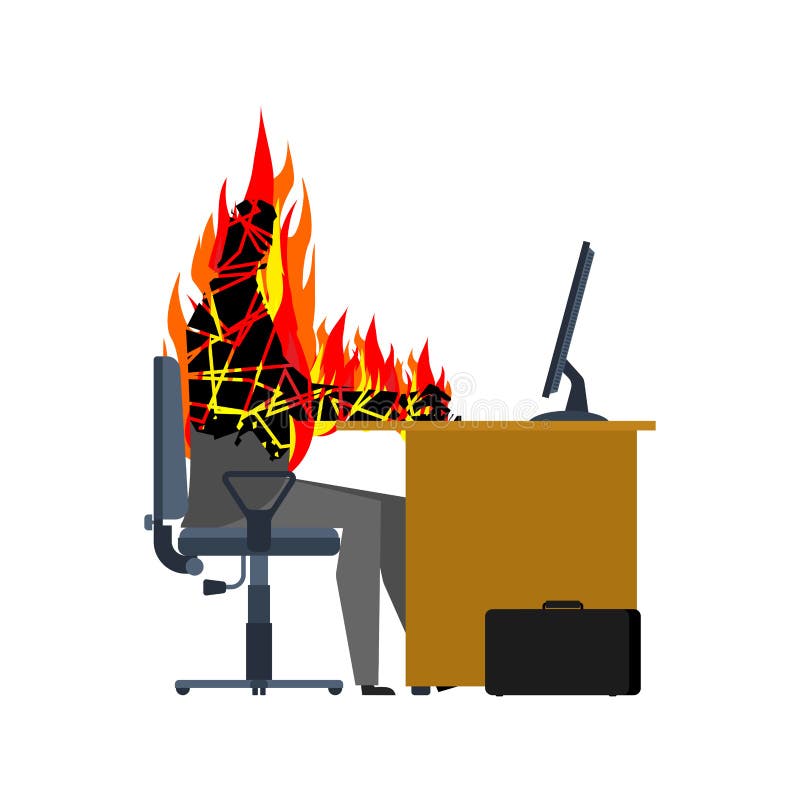 Concept about Burning Out. Businessman on Fire Stock Vector ...