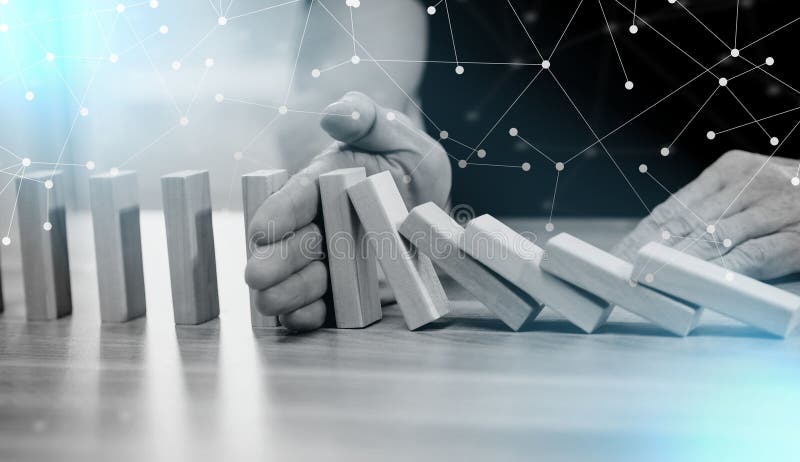 Concept of Business Control by Stopping Domino Effect; Light Effect ...