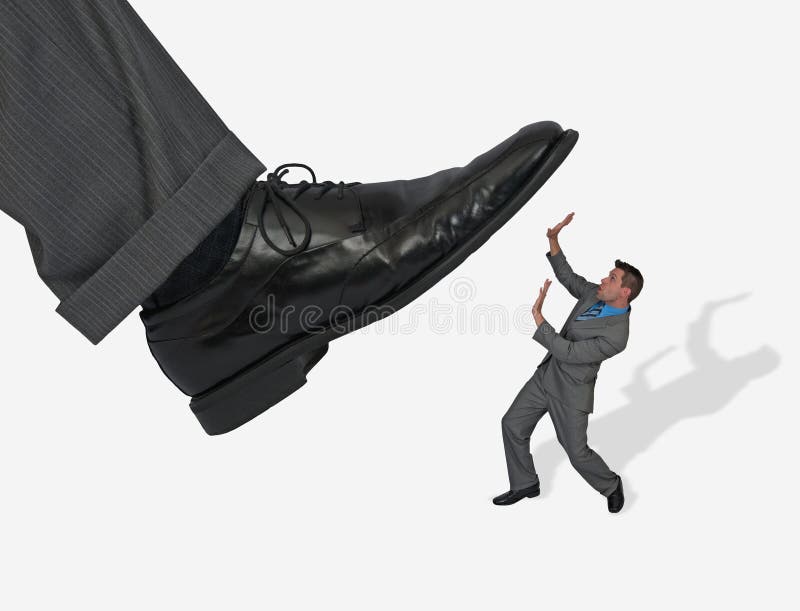 Big Corporate Foot Stepping on Man Stock Image - Image of squished ...