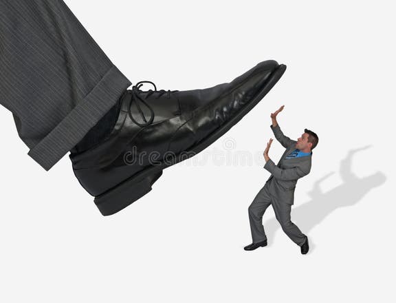 Big Corporate Foot Stepping on Man Stock Image - Image of squished ...