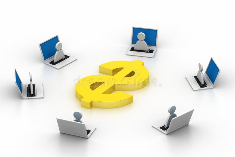 Concept of Business Network with Dollar Sign Stock Illustration ...