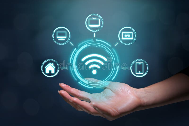 Concept of Business Organization of Corporate Wifi Network. Stock Photo ...