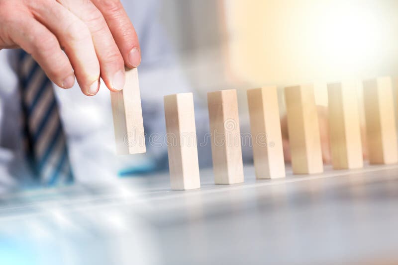 Concept of Business Progress with Wood Blocks, Light Effect Stock Image ...