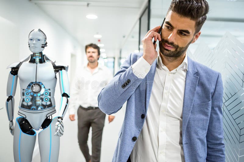 Concept Business 4.0, Robot with Business People Stock Image - Image of ...