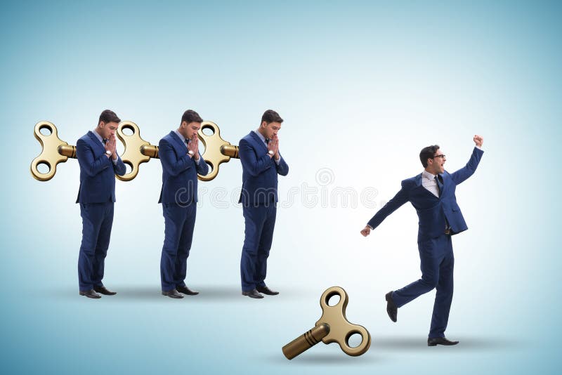 Concept of Businessman Escaping from Office Routine Stock Illustration ...