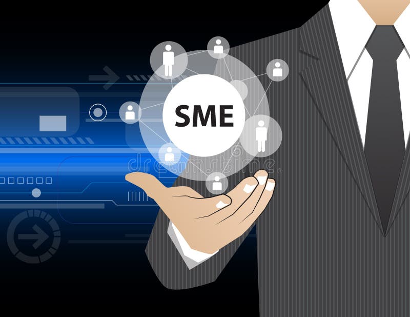 Concept Businessman in His Hands , SME Stock Vector - Illustration of ...