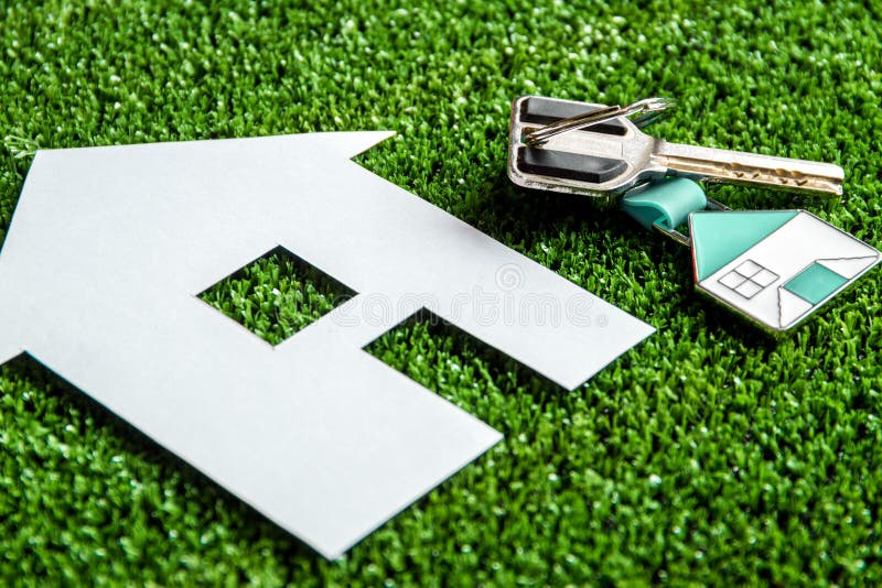 Concept of Buying House on Green Background Stock Image - Image of ...