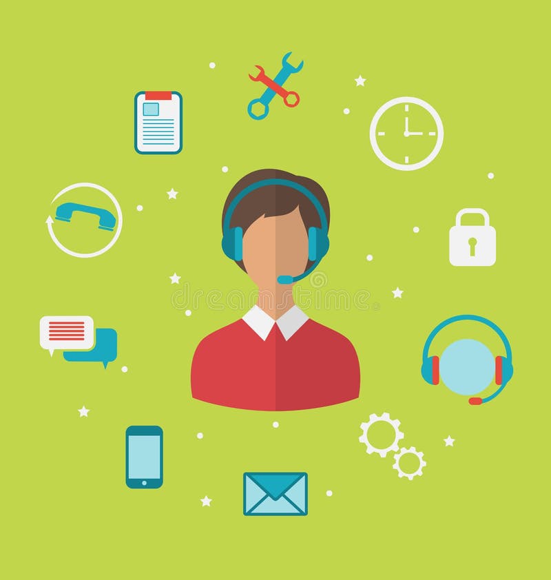 Concept of Help Desk Service Stock Illustration - Illustration of help ...