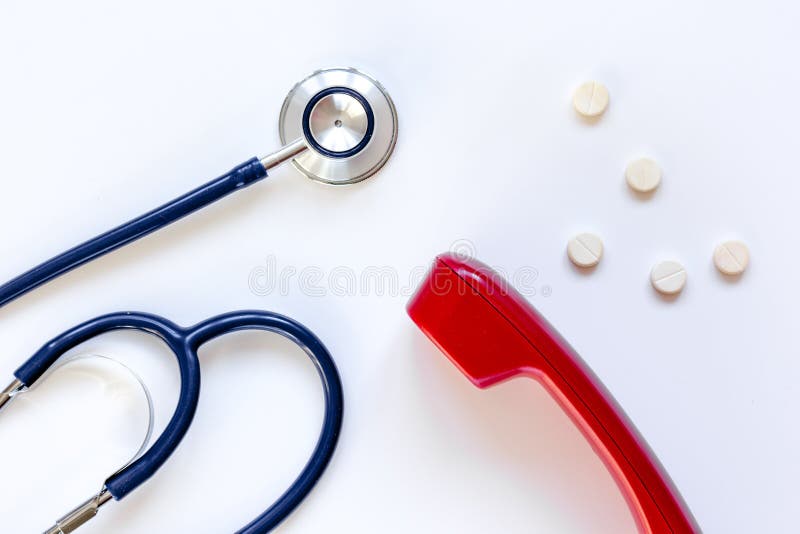 Concept Calling Doctor To Home Check Up Top View Stock Image - Image of ...