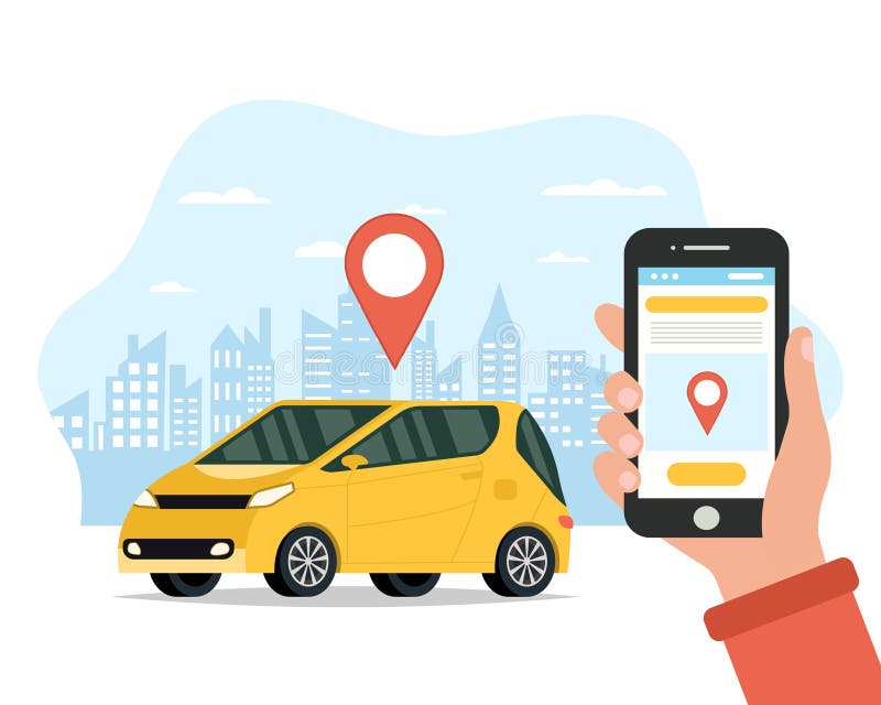 The Concept of Calling a Taxi through a Mobile Application. Taxi Call ...