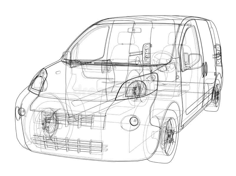 Concept car blueprint stock illustration. Illustration of model - 113636002