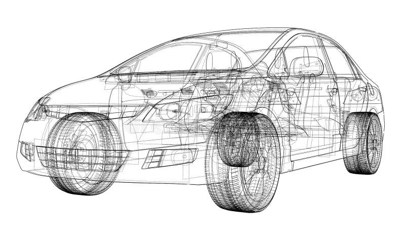 Concept car blueprint stock illustration. Illustration of drive - 113638061
