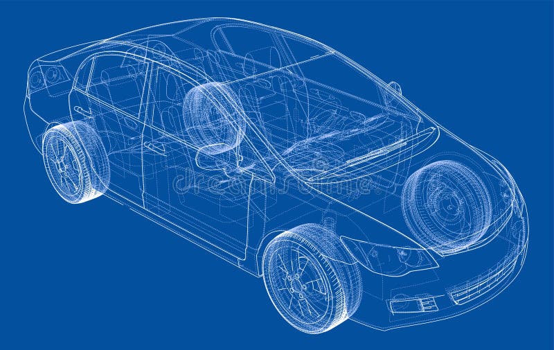 Concept car blueprint stock illustration. Illustration of digital ...