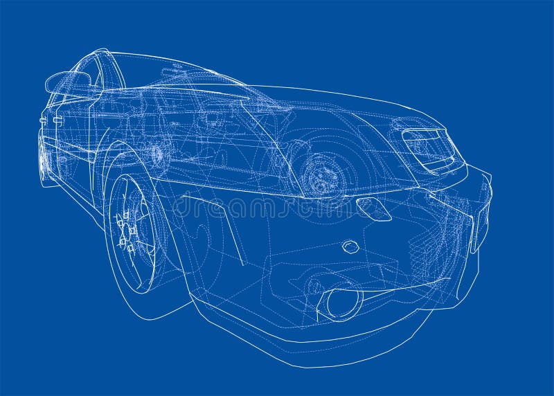 Concept car blueprint stock illustration. Illustration of sketch ...