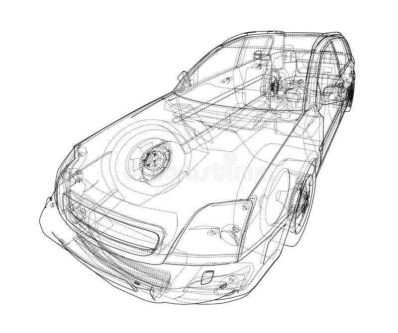 Concept car blueprint stock illustration. Illustration of detailed ...
