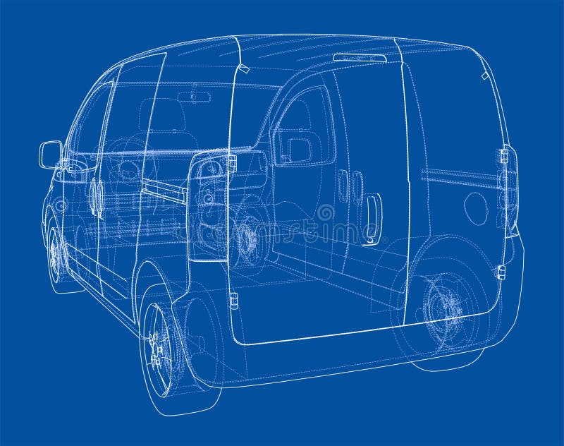 Concept car blueprint stock illustration. Illustration of digital ...