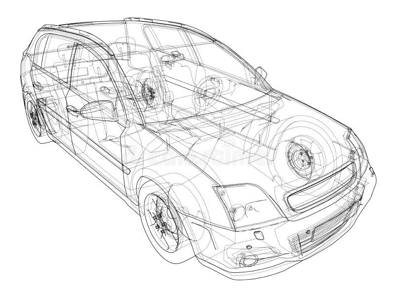 Concept car blueprint stock illustration. Illustration of digital ...