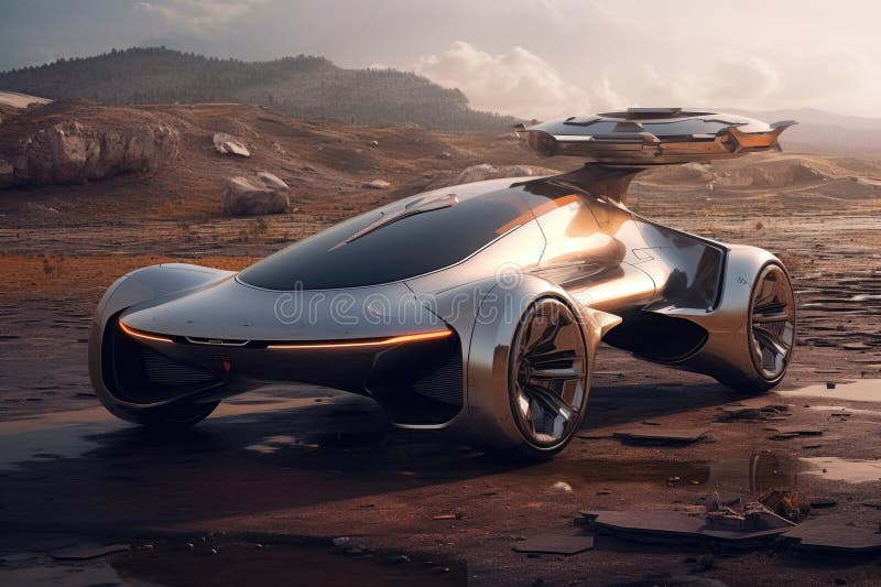 Concept Car with Built-in Drone Launching Platform Stock Image - Image ...