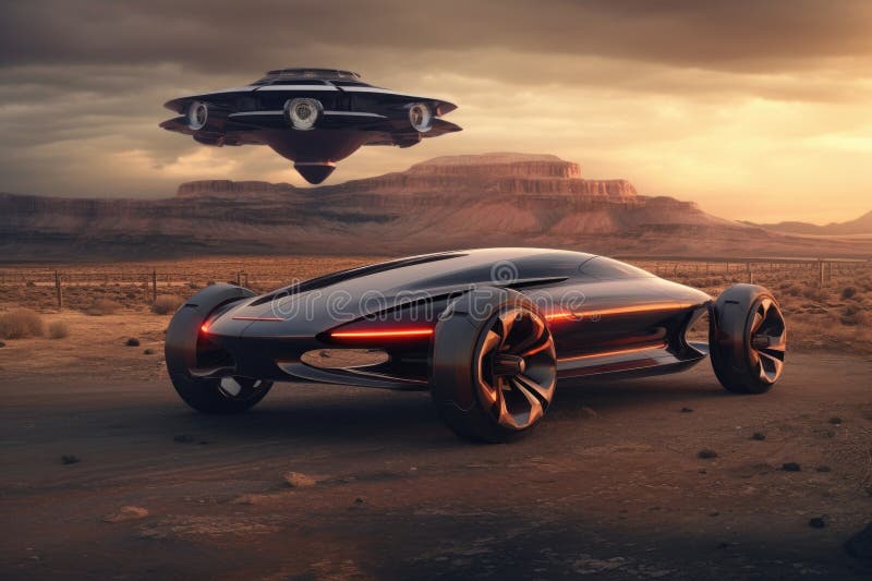 Concept Car with Built-in Drone Launching Platform Stock Illustration ...