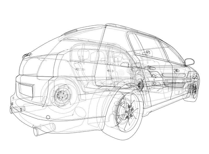 Concept Car. 3D Illustration Stock Image - Image of transparent ...
