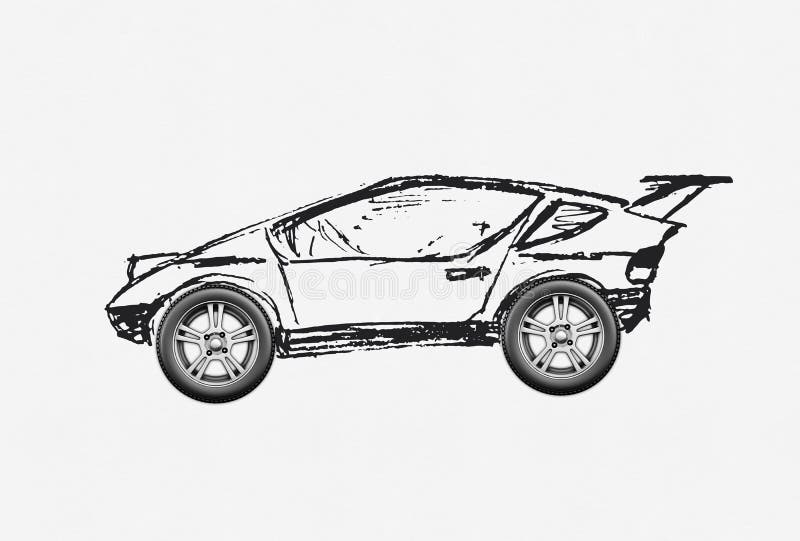 The Concept of the Car is Drawn by Hand Stock Illustration ...