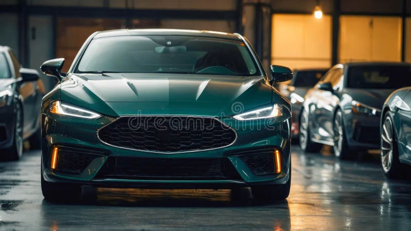 Concept of Car Service Car View from Below from the Pit of the Garage ...