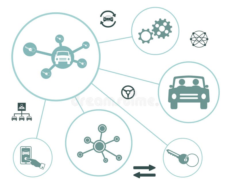 Concept of car sharing stock illustration. Illustration of location ...