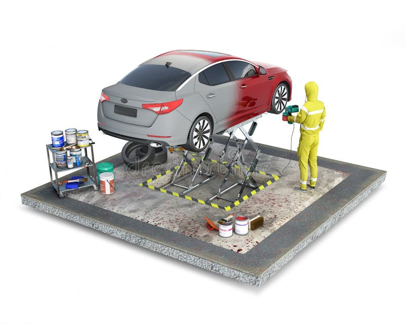 Concept of Car Spraying Process Stock Illustration - Illustration of ...