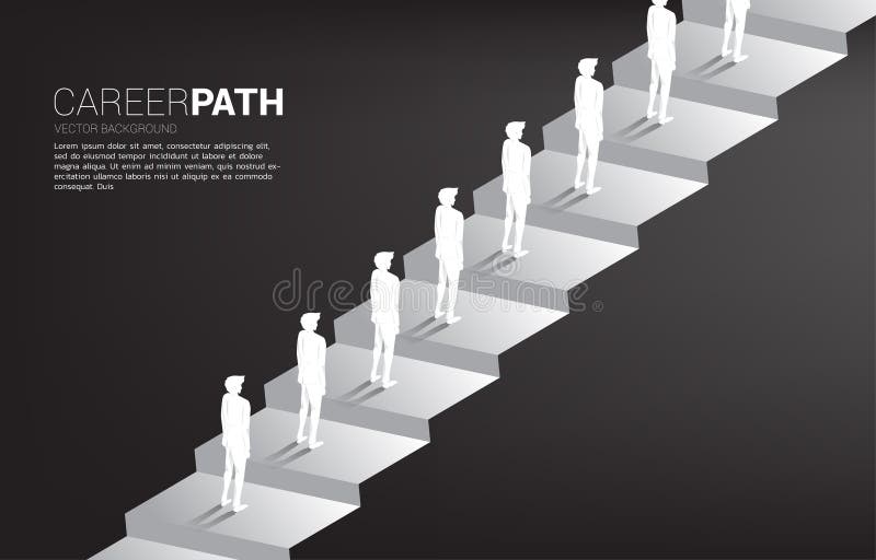 Silhouette Group of Businessman Queue To Up Step. Stock Illustration ...