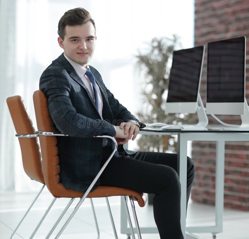 Employee in the Office Behind a Desk Stock Photo - Image of ...