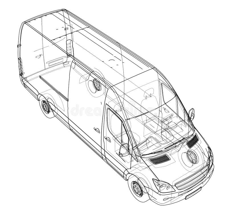 Concept Cargo Van. 3d Illustration Stock Illustration - Illustration of ...