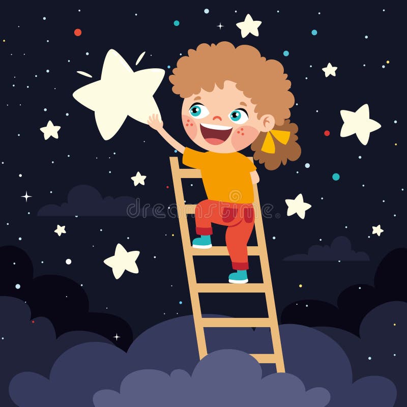 Concept of Cartoon Character with Sky Elements Stock Vector ...