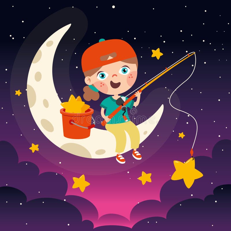 Concept of Cartoon Character with Sky Elements Stock Vector ...