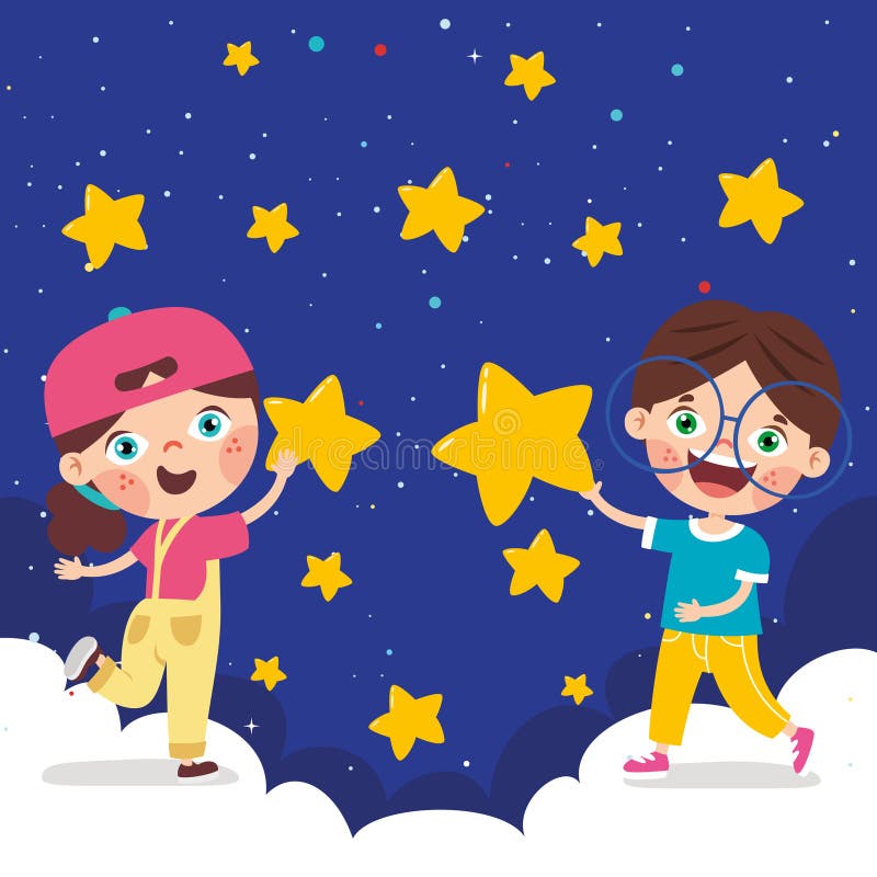 Concept of Cartoon Character with Sky Elements Stock Vector ...